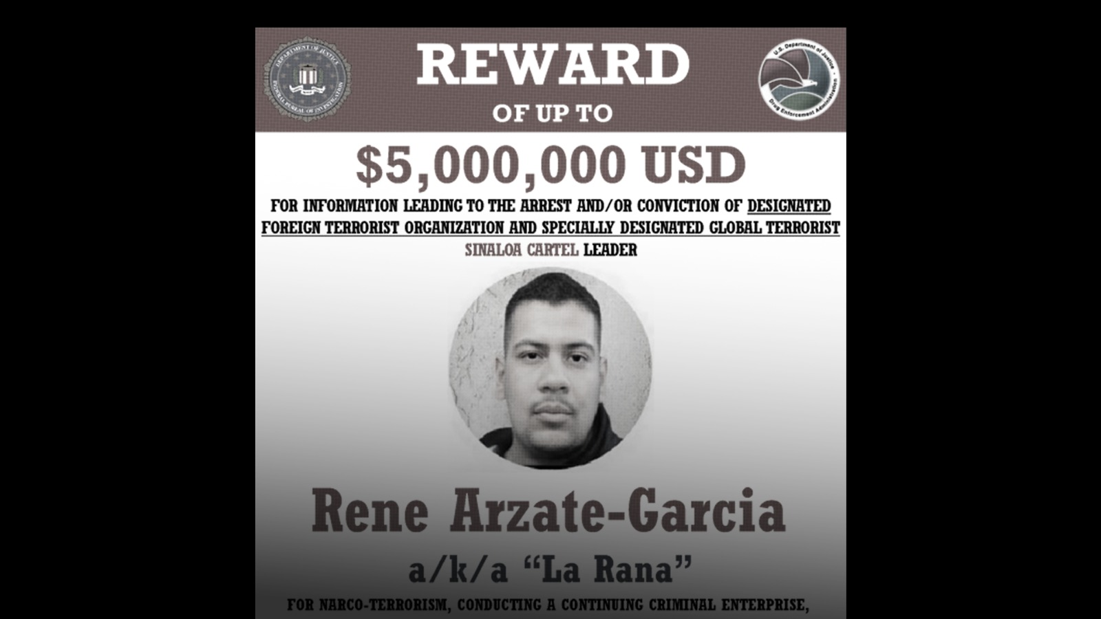 Departamento de Justicia acusa de narcoterrorismo a René Arzate-García ...